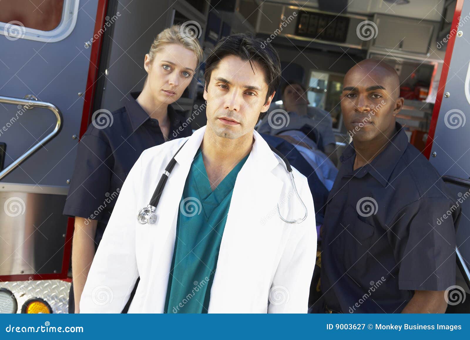 Portrait of Doctor with Two Paramedics Stock Image - Image of person ...