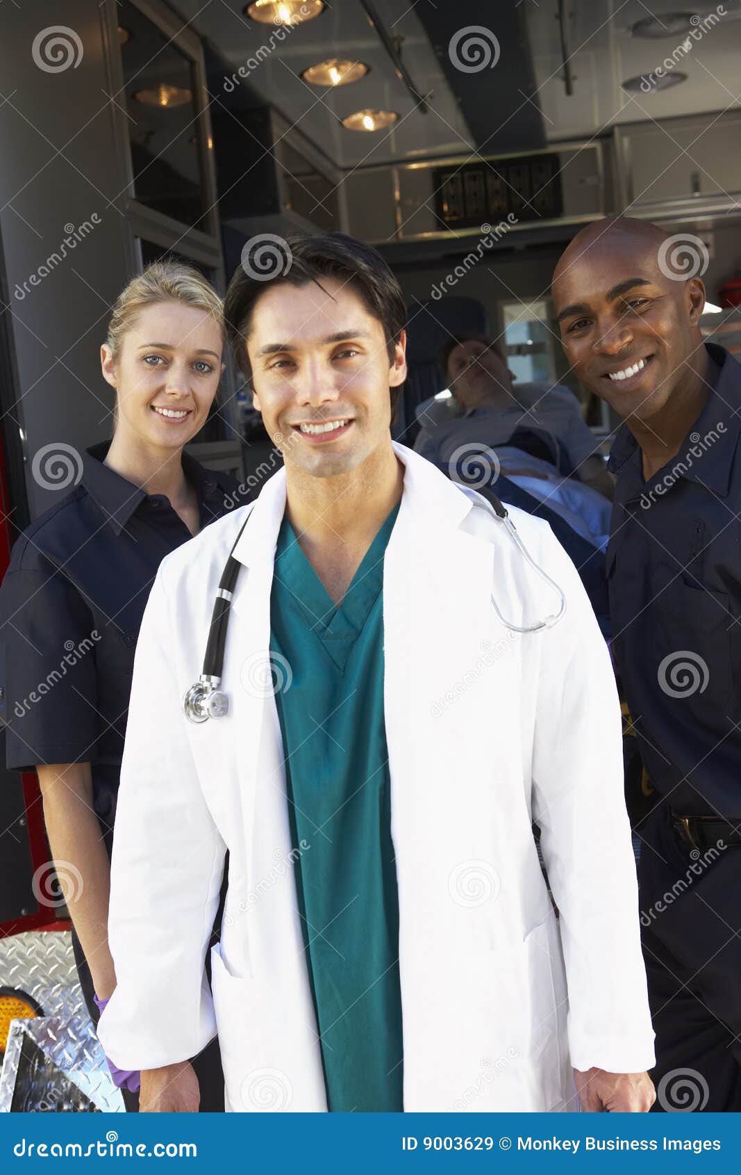 Portrait of Doctor with Two Paramedics Stock Image - Image of people ...