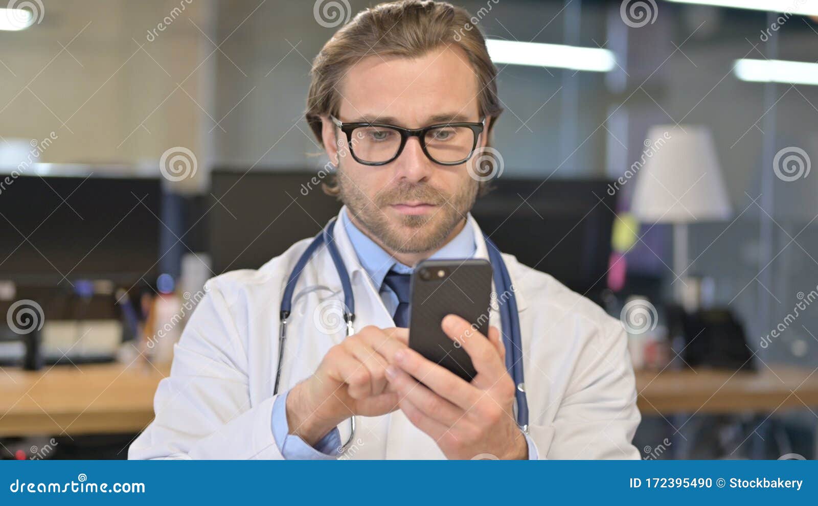 Portrait of Doctor Using Smartphone for Internet Stock Photo - Image of ...