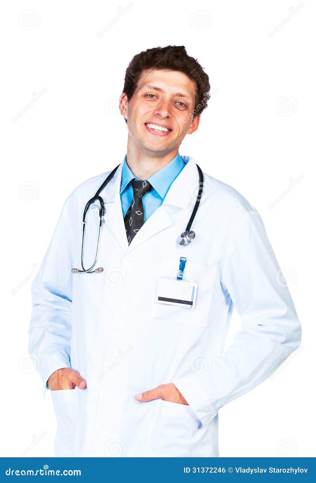 Portrait of the Doctor on a White Stock Photo - Image of pocket, male ...
