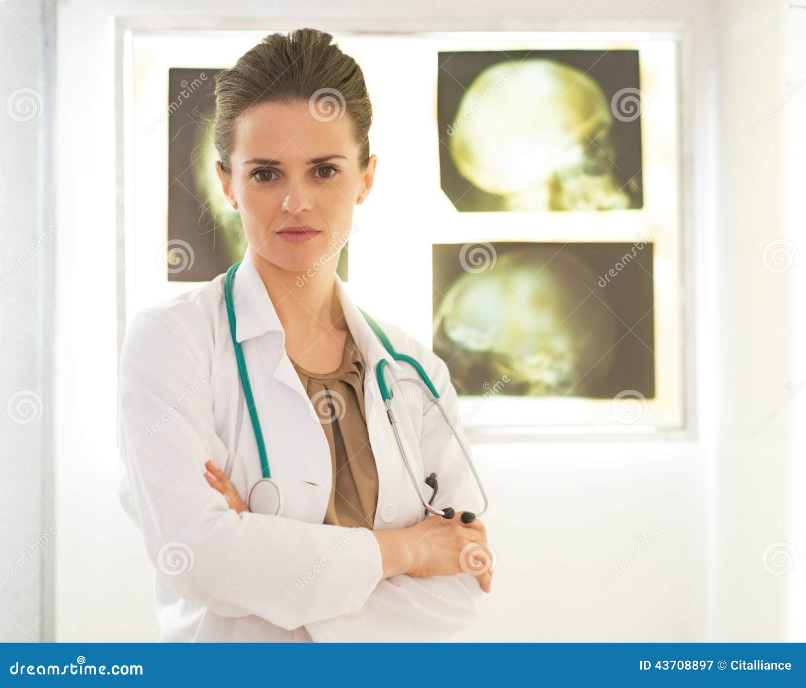 Portrait of Doctor Woman in Front of Lightbox Stock Image - Image of ...