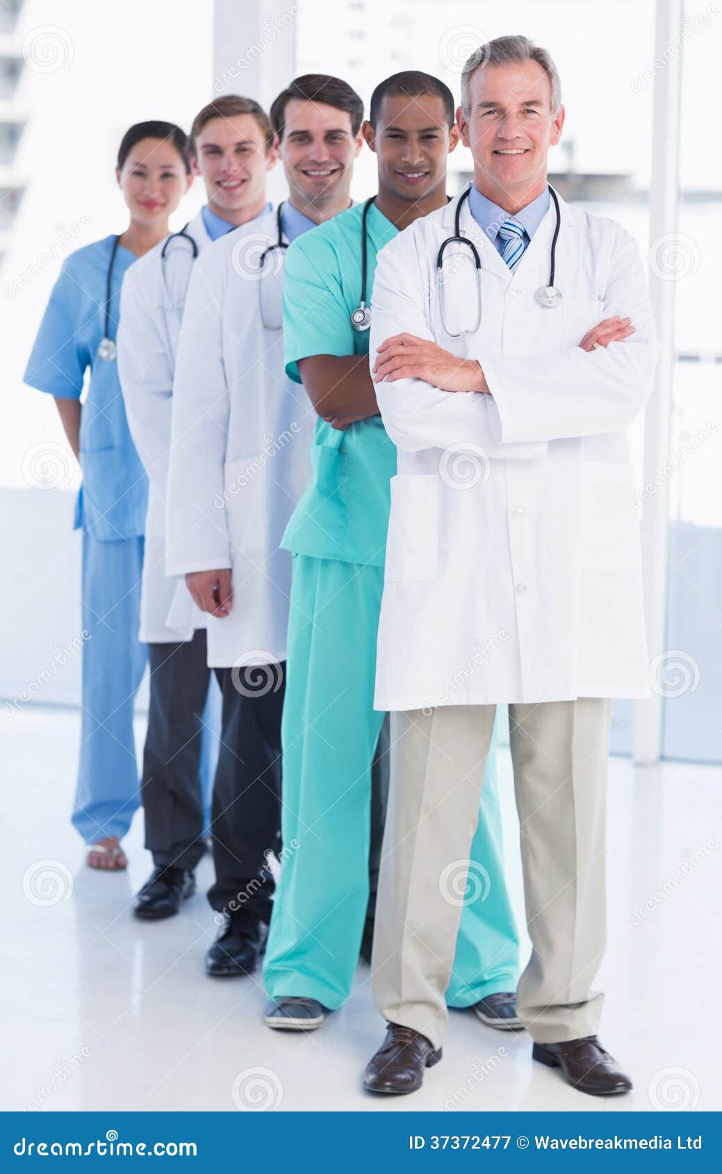 Portrait of Doctors in a Row at Hospital Stock Image - Image of five ...
