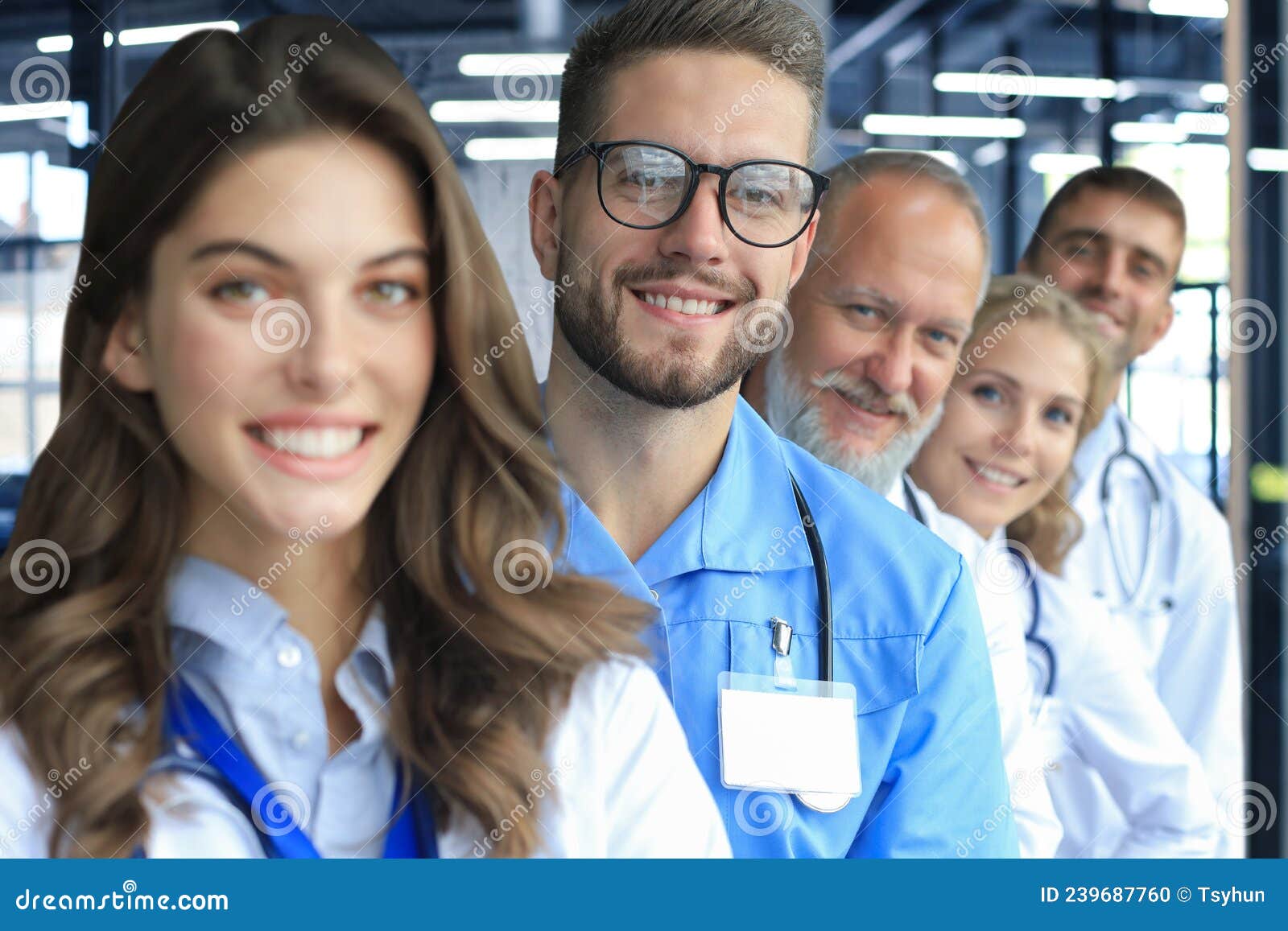 Portrait of Doctors Standing in a Row in the Hospital. Stock Photo ...