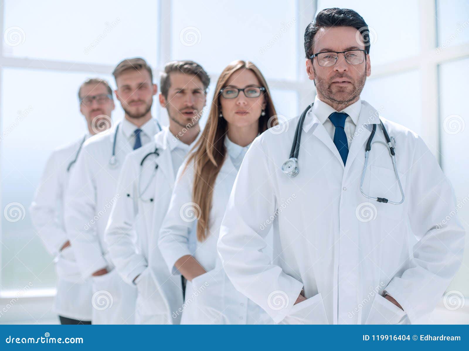 Portrait of Doctors Standing in a Row in the Hospital Stock Photo ...
