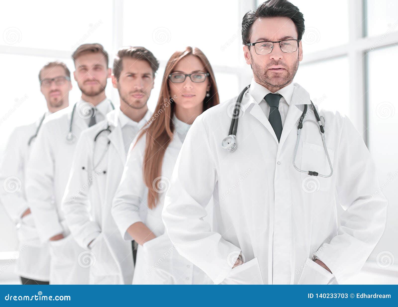 Portrait of Doctors Standing in a Row in the Hospital Stock Image ...