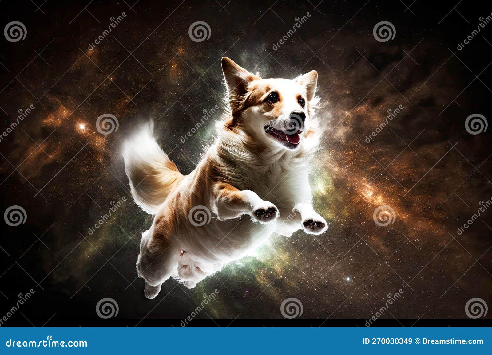 Portrait of Dog Flying in Space Stock Illustration - Illustration of ...
