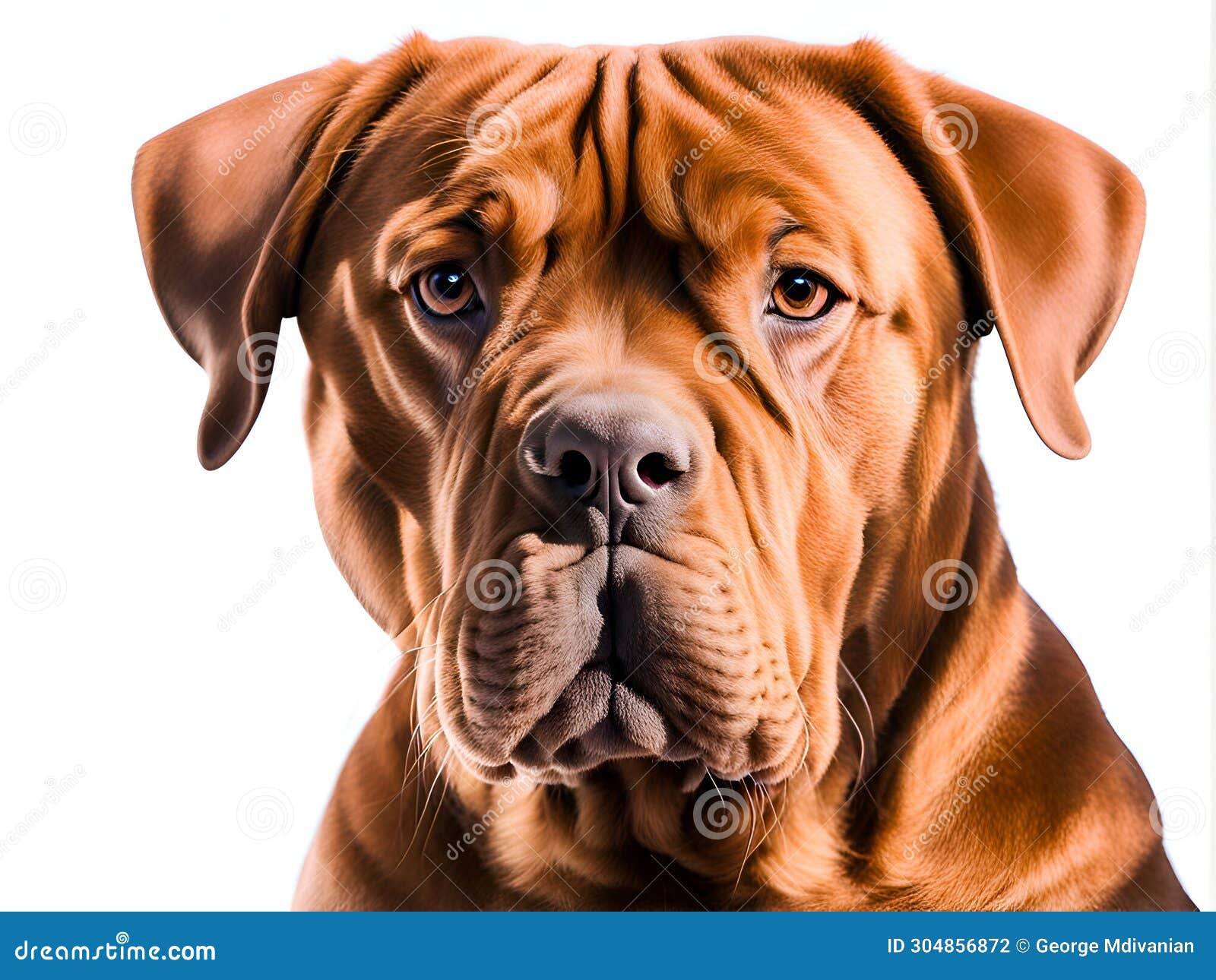 Portrait of the Dogue De Bordeaux Dog Stock Illustration - Illustration ...