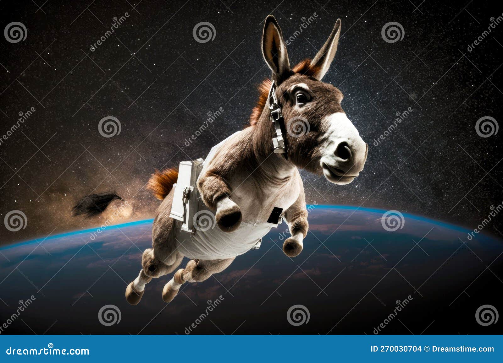 Portrait of Donkey Flying in Space Stock Illustration - Illustration of ...