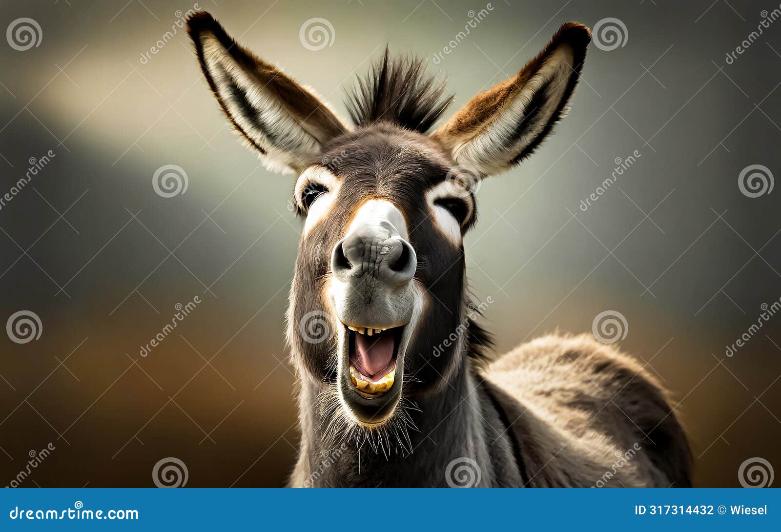 A Happy Donkey in the Nature Stock Illustration - Illustration of ...