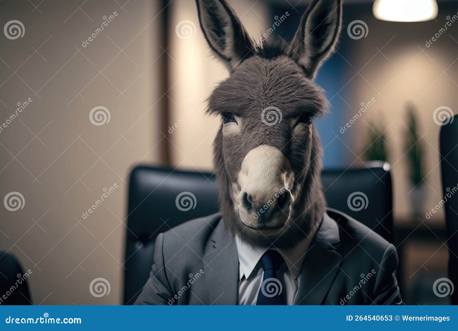 A Donkey in a Suit in an Office Stock Illustration - Illustration of ...