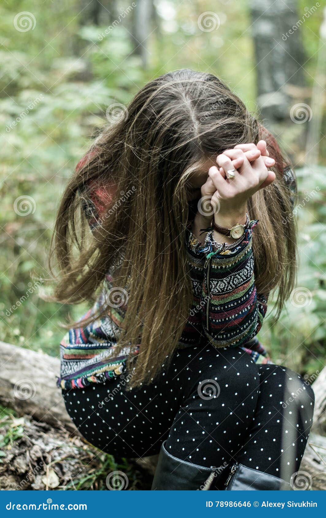 Portrait of Dramatic Sad Girl Stock Photo - Image of model, natural ...