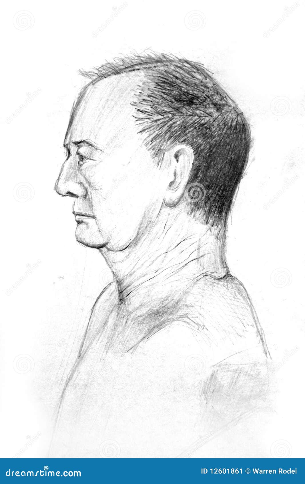 Old Man Side Profile Drawing