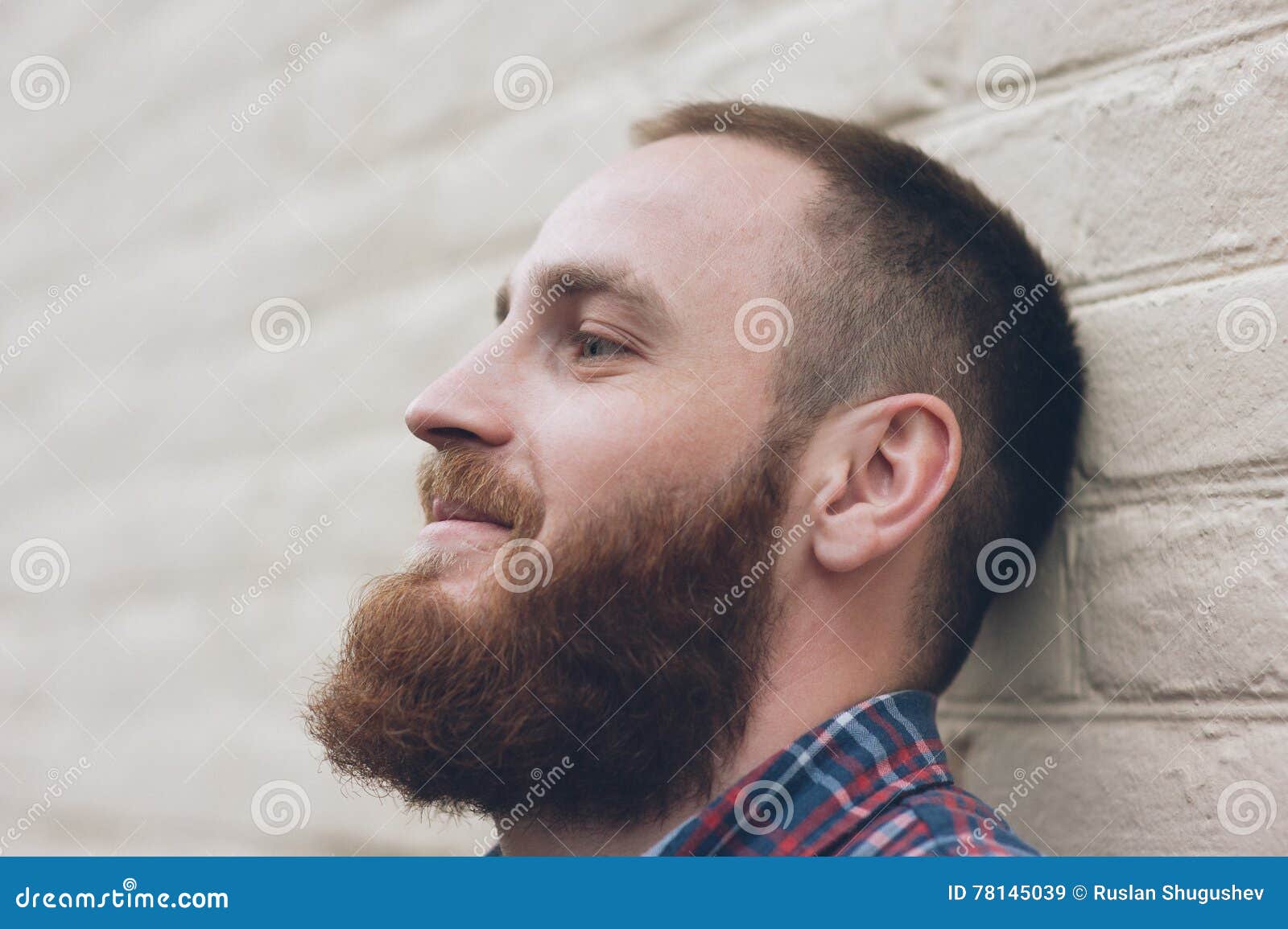 Portrait of a Dreaming Man with Beard Stock Image - Image of happy ...