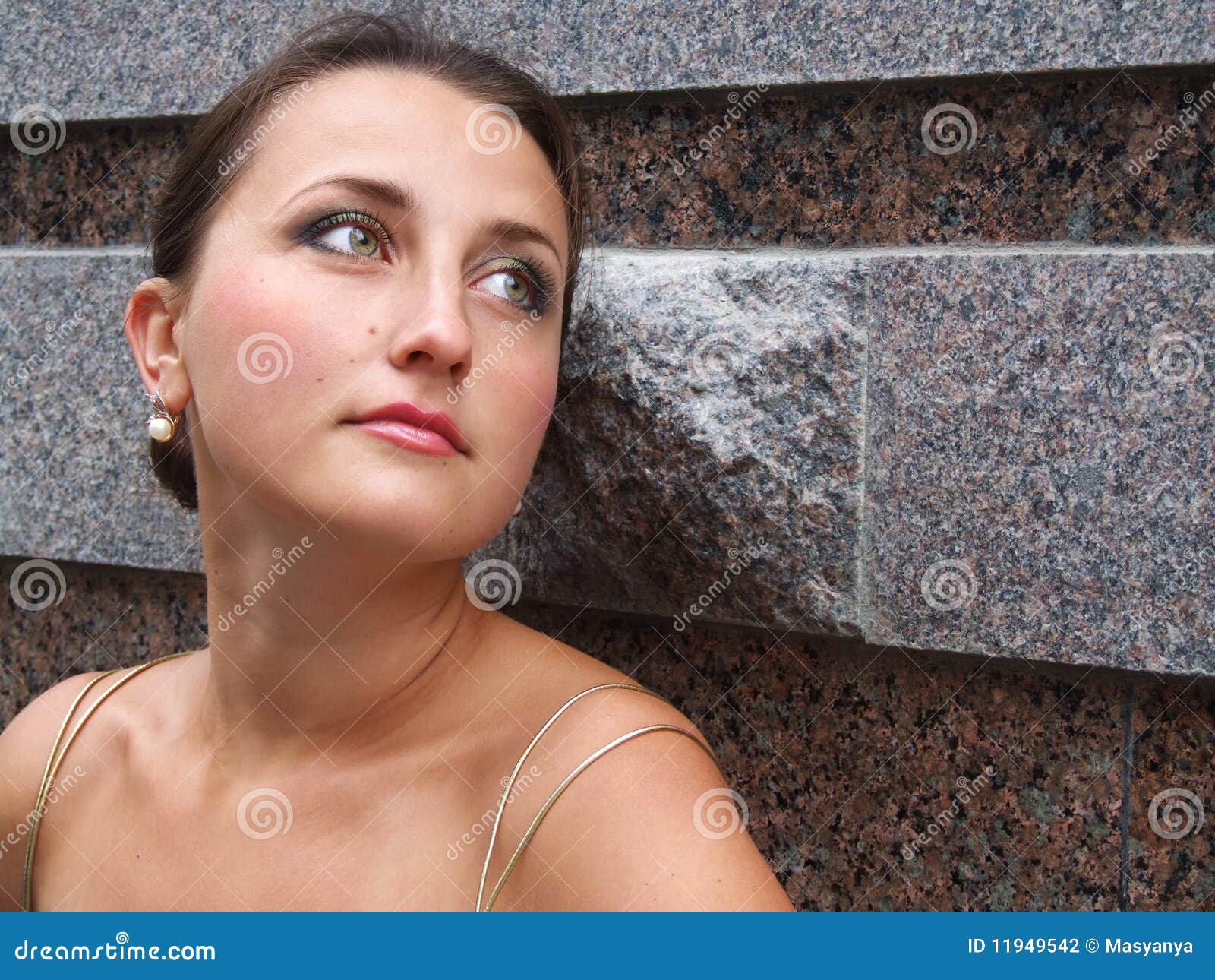 Portrait of a Dreaming Woman Stock Photo - Image of earring, granite ...