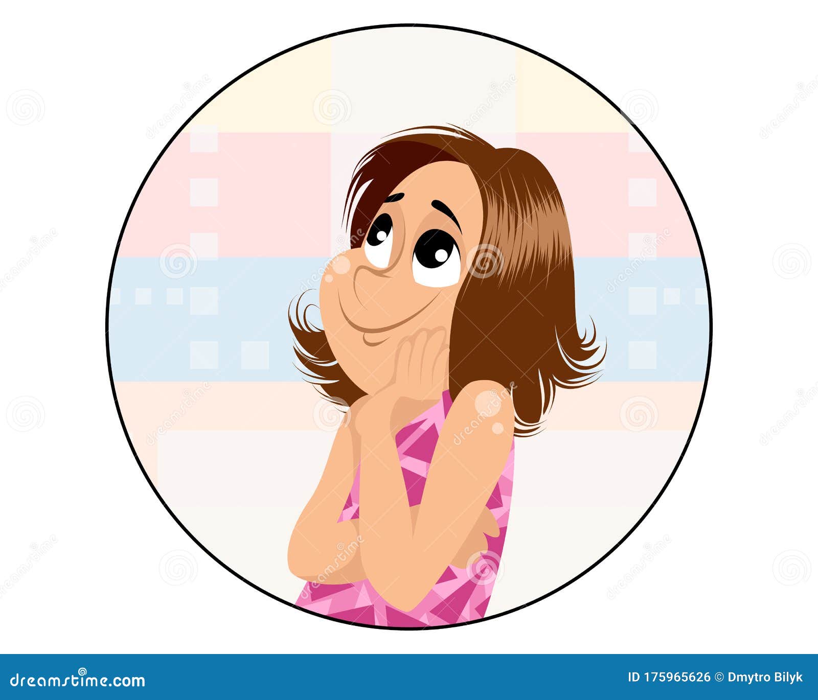 Portrait of a dreamy girl stock vector. Illustration of colorful ...