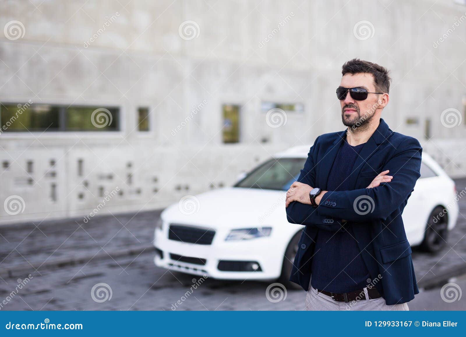 Portrait of Driver with His Modern Car Stock Image - Image of male ...