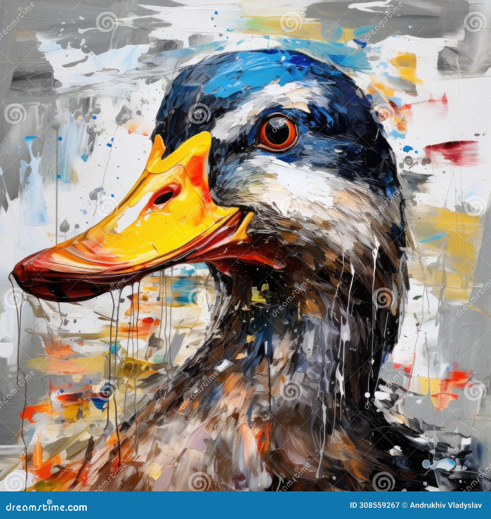 Portrait of the Duck. Expressive Style Stock Illustration ...