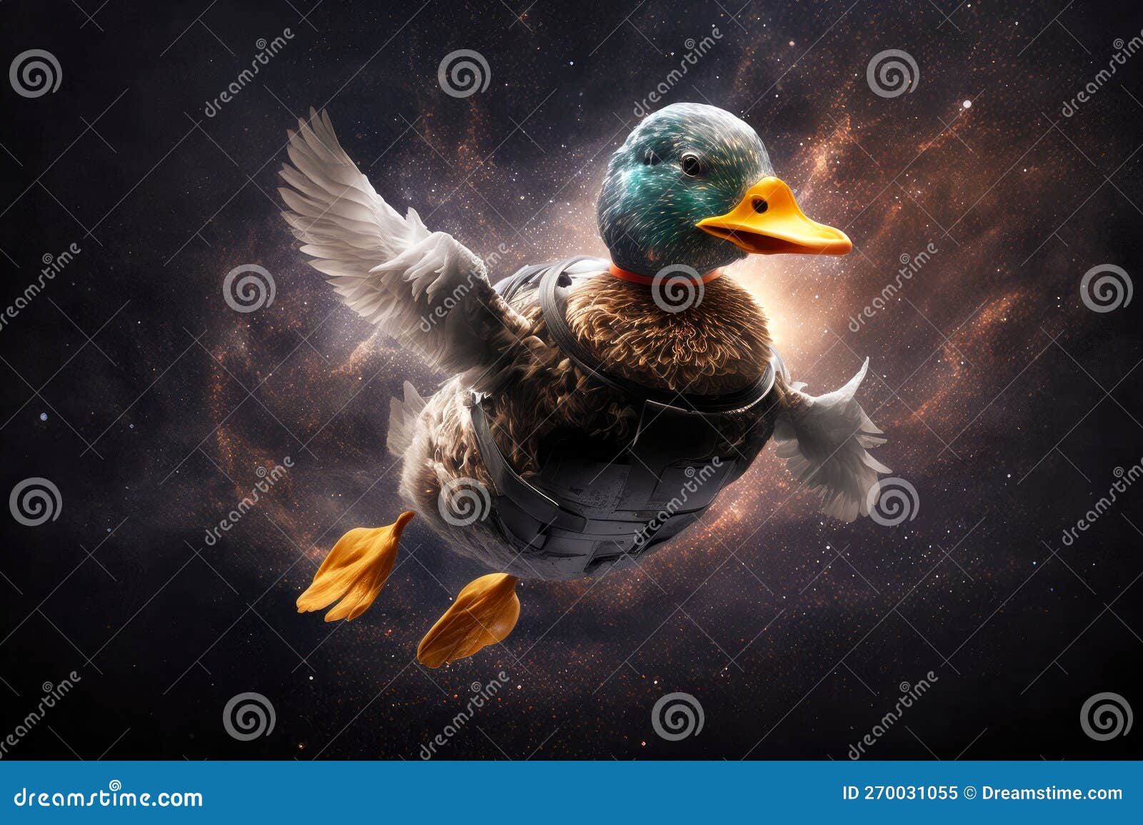 Portrait of Duck Flying in Space Stock Illustration - Illustration of ...