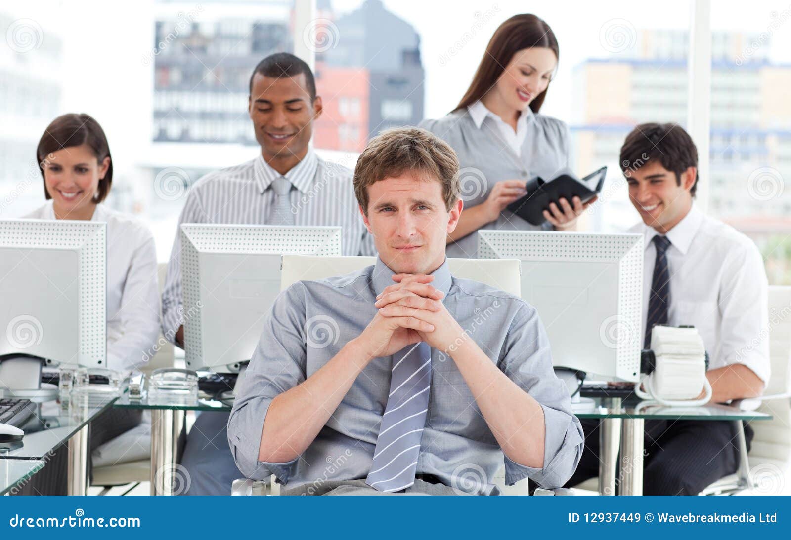 Portrait of a Dynamic Business Team at Work Stock Image - Image of ...