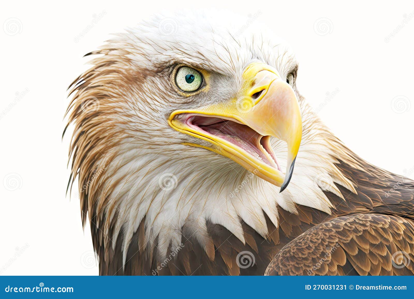 Portrait of Eagle Smiling with All His Teethon a White Background Stock ...