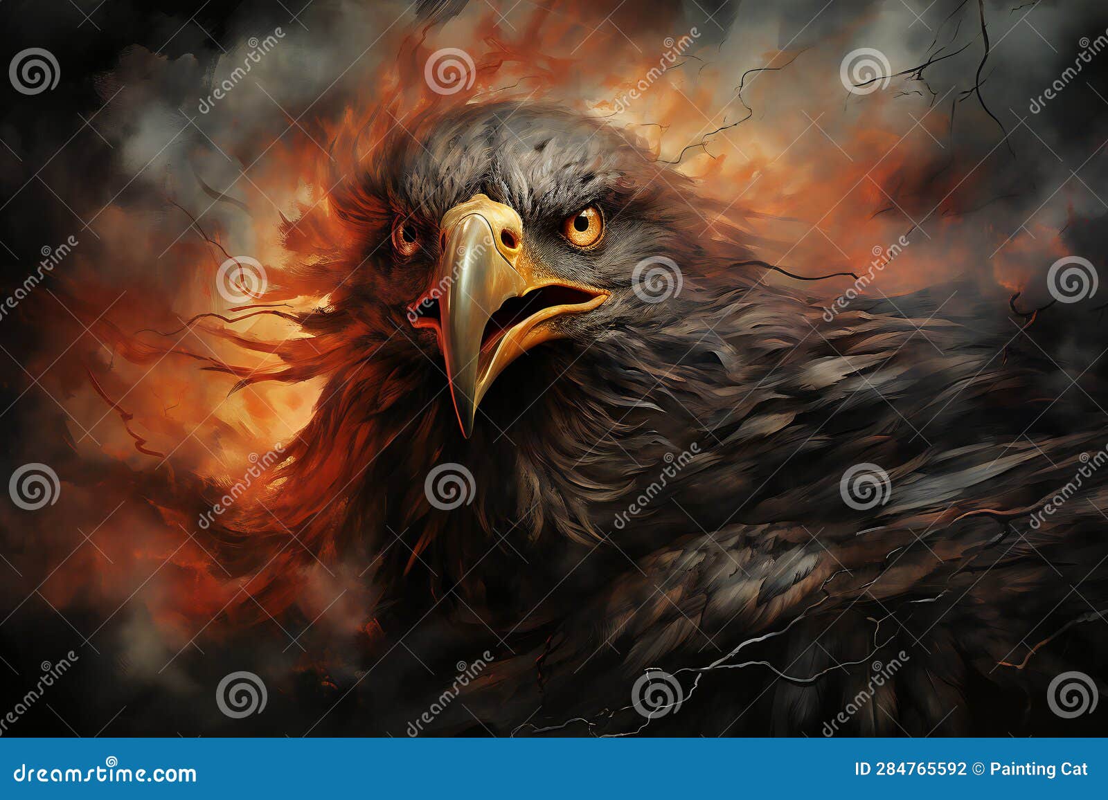Portrait of an Eagle in the Smoke Stock Illustration - Illustration of ...