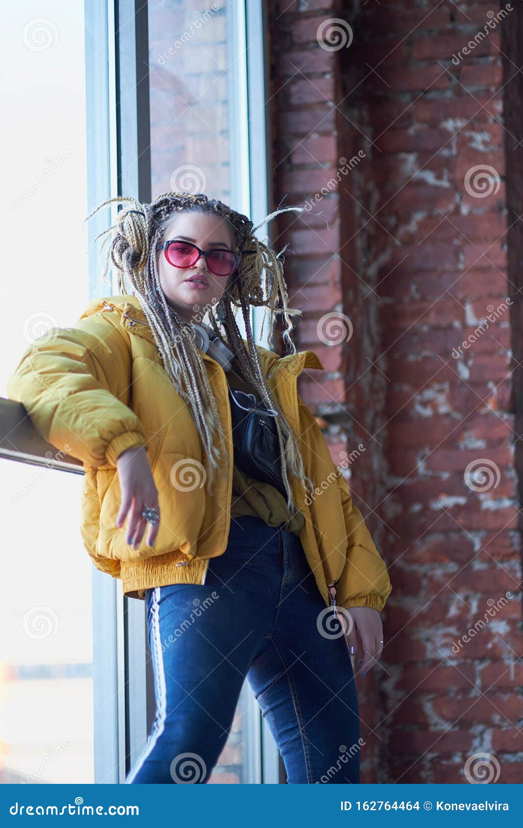 Portrait of an Eccentric Modern Young Woman, Bright Make-up Sunglasses ... Portrait of an Eccentric Modern Young Woman, Bright Make-up Sunglasses ...