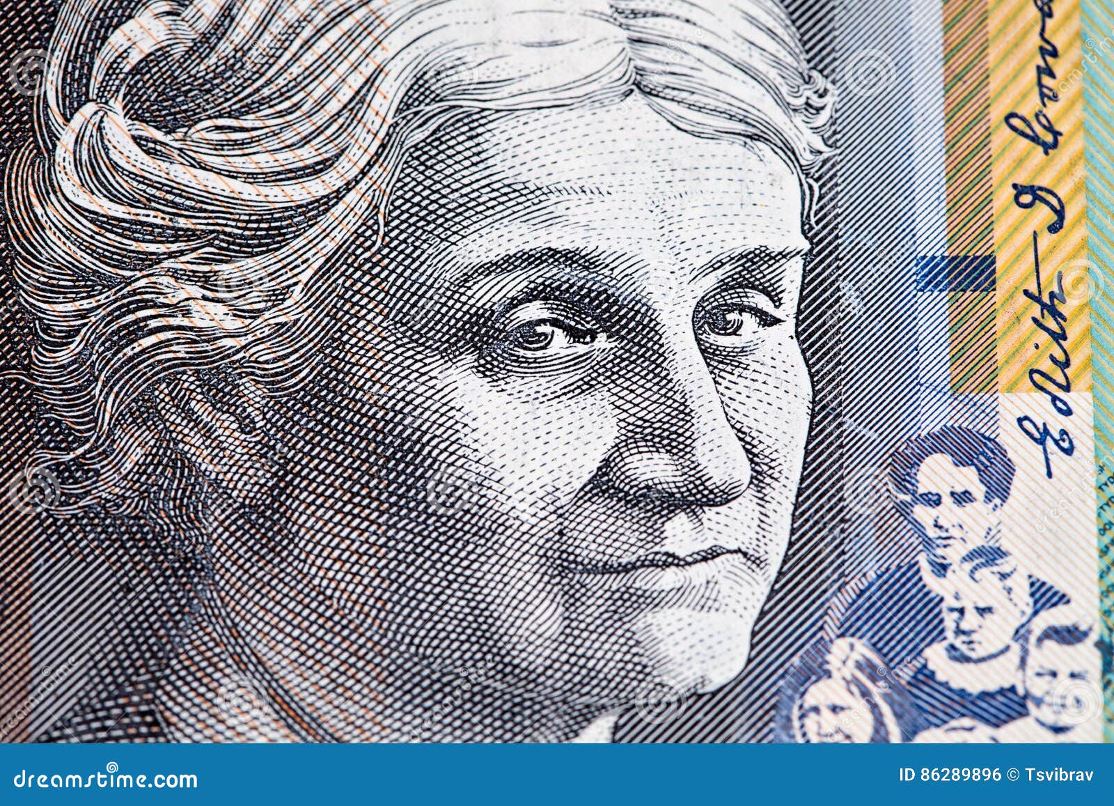 Portrait of Edith Cowan - Australian 50 Dollar Bill Closeup. Stock ...