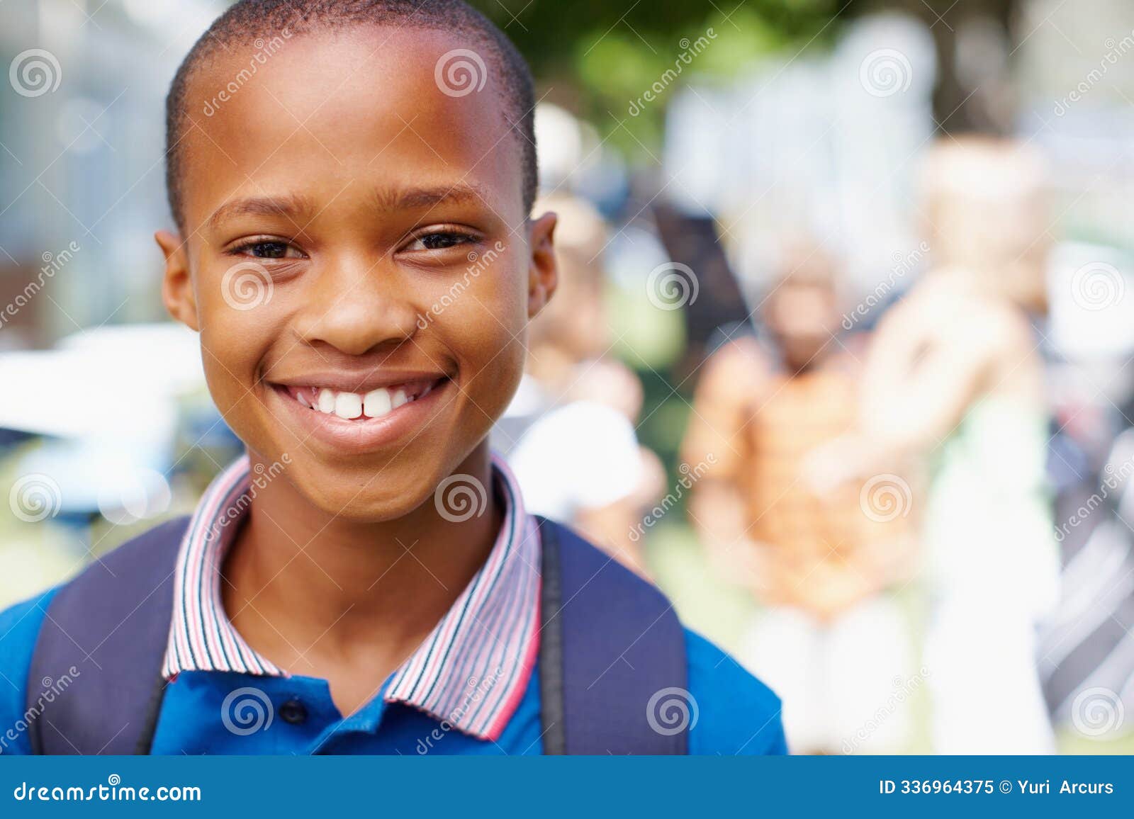 Portrait, Education and Campus with Boy at School for Learning ...