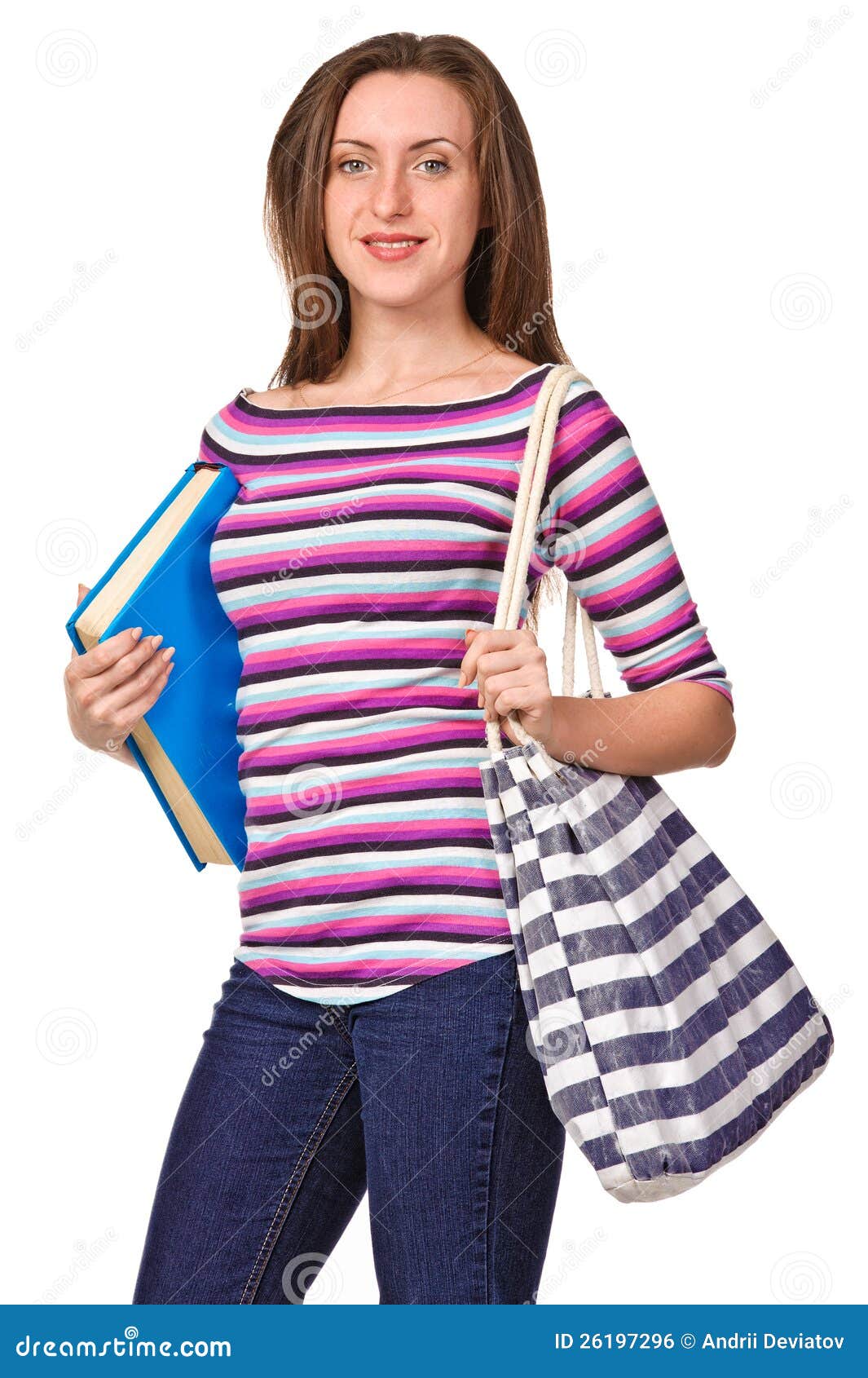 Portrait Einer Studentin Mit Buch Stockfoto - Bild von kühl, freundlich ...