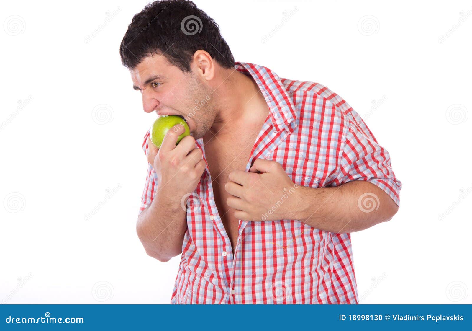 Portrait Eines Mannes Mit Einem Apfel Stockfoto - Bild von apfel ...