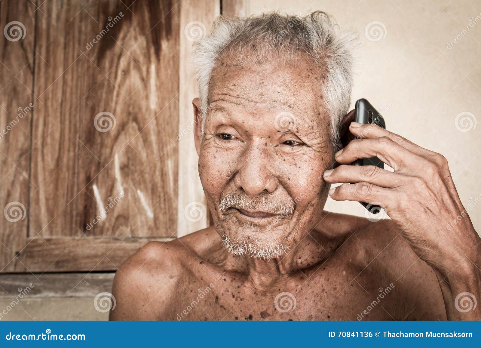 Portrait of Elder Man Use Telephone Stock Photo - Image of people, male ...
