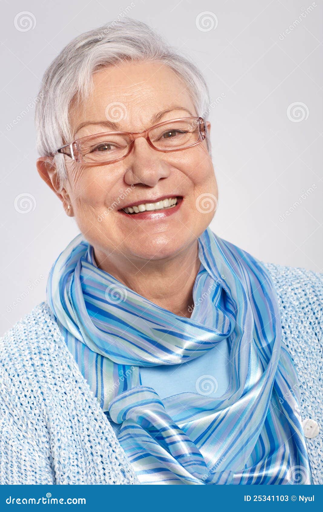 Portrait of Elderly Lady Smiling Stock Image - Image of contact, lady ...