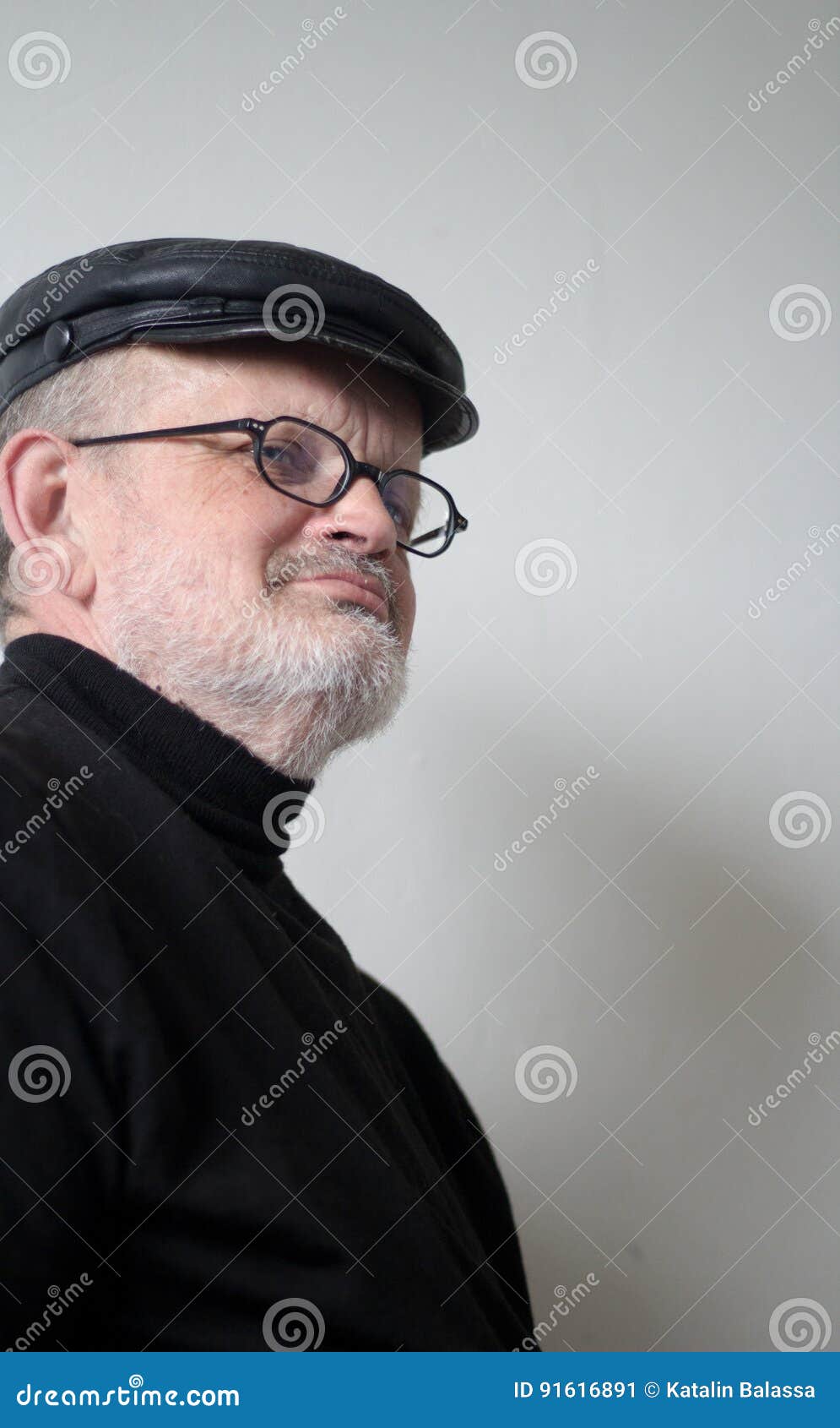 Portrait of an Elderly Man with a Cap Stock Image - Image of serious ...