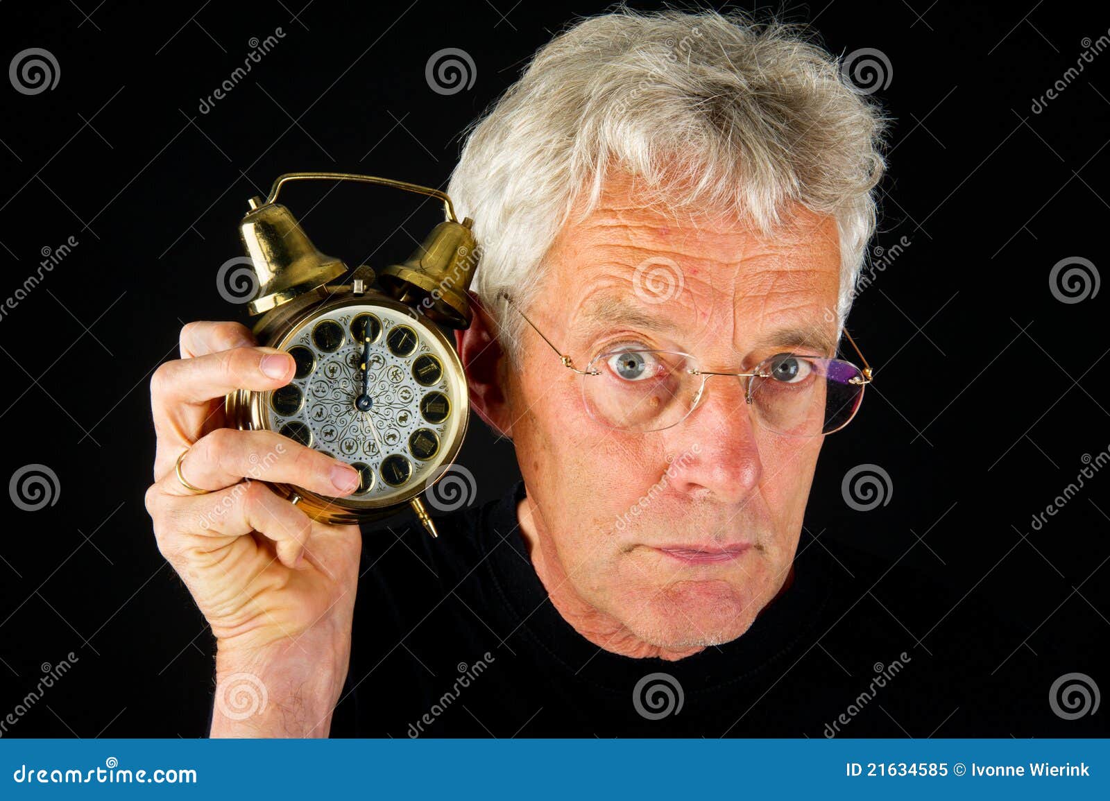 Portrait of Elderly Man with Clock Stock Image - Image of face ...