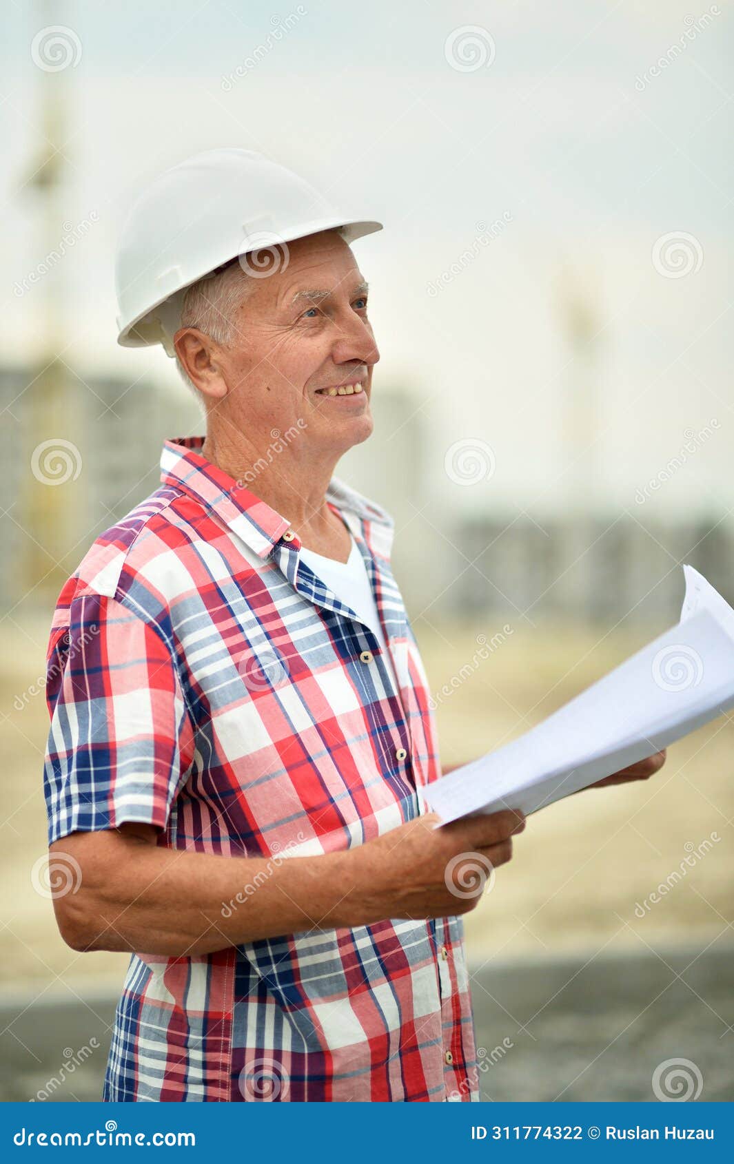 Portrait of an Elderly Man on a Construction Site Stock Photo - Image ...