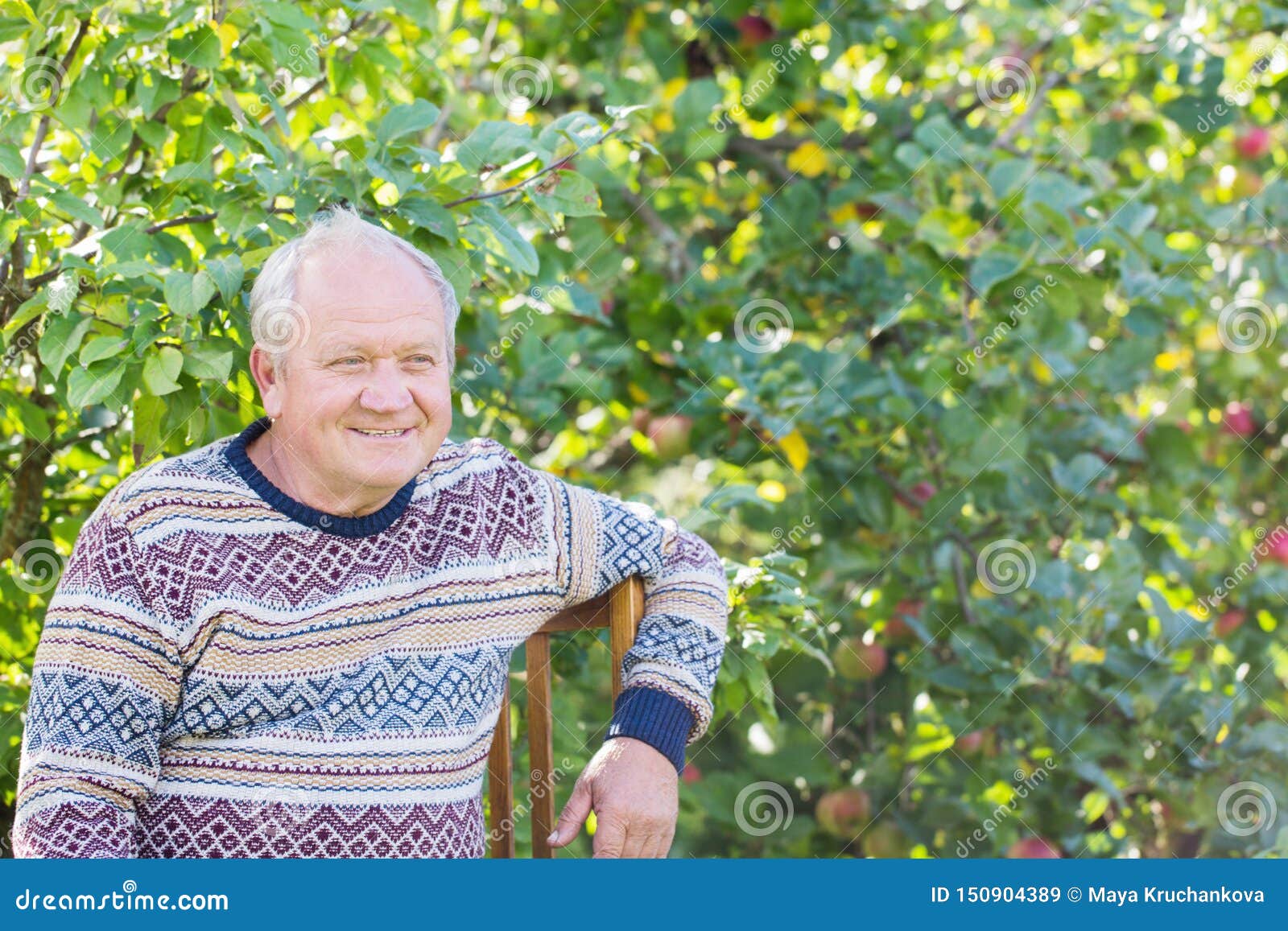 Portrait of Elderly Man in Garden Stock Image - Image of elder, healthy ...