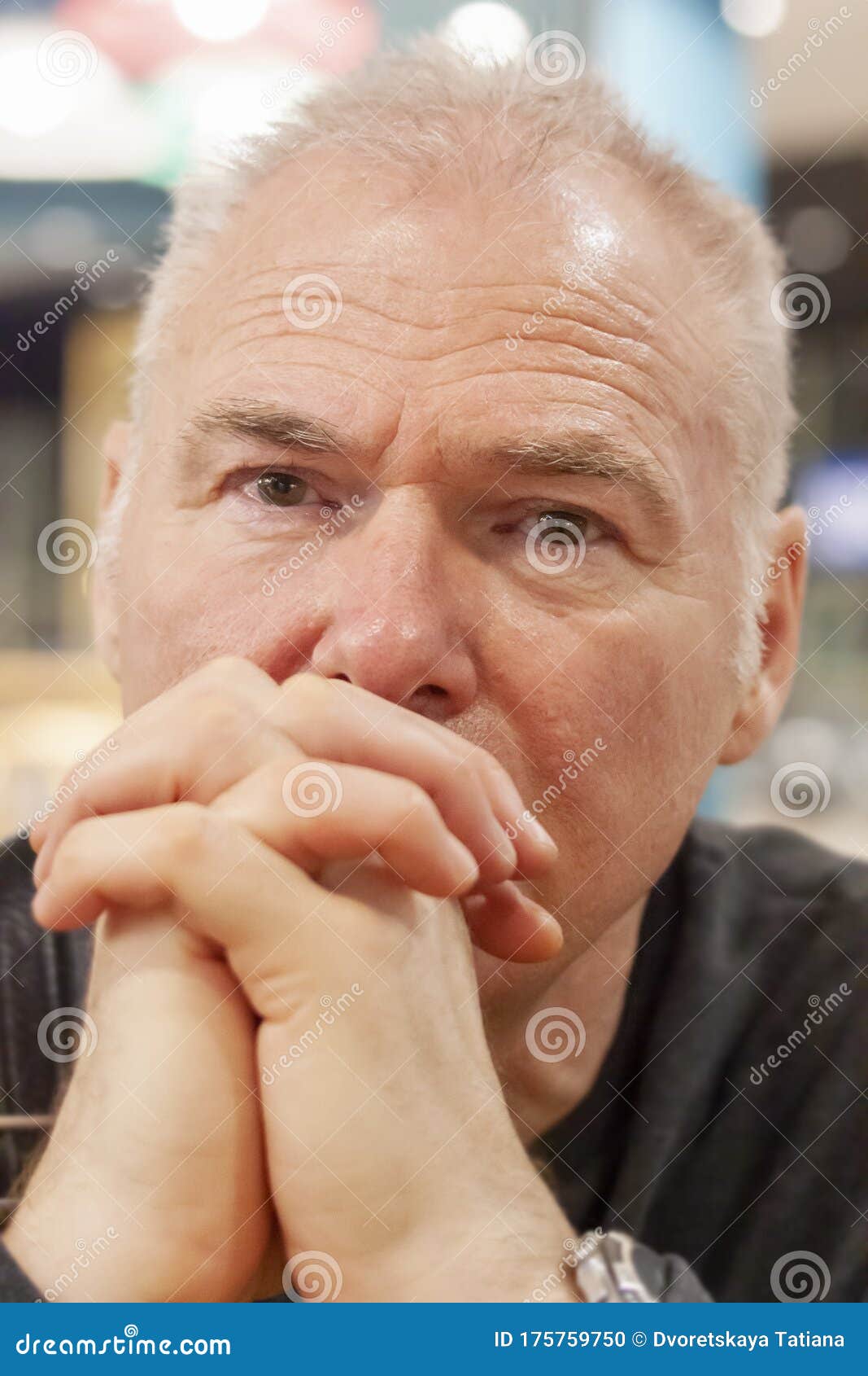 Portrait of an Elderly Man Lost in Thought Stock Photo - Image of hair ...