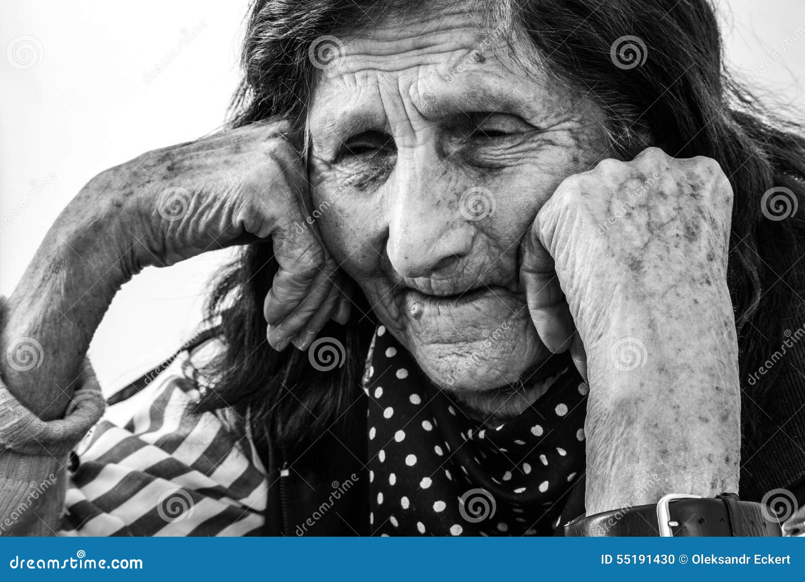 Portrait of an Elderly Woman with Sad Face Expression Stock Photo ...