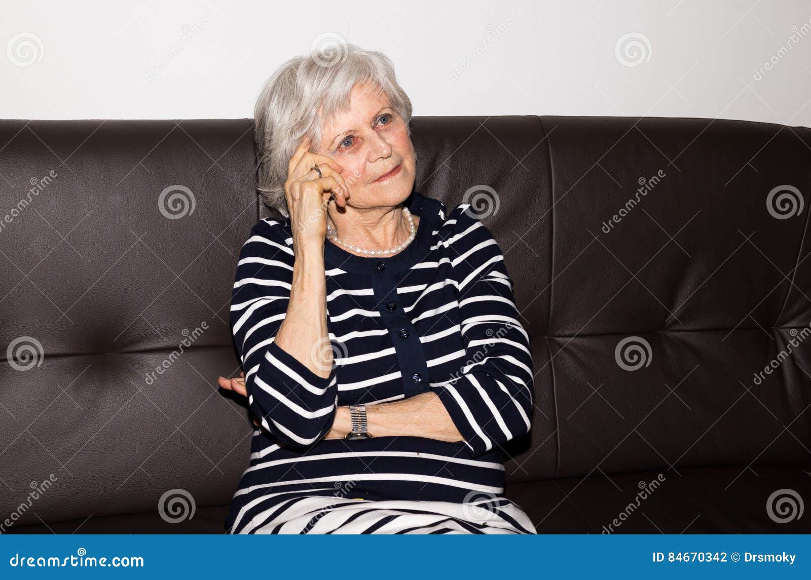 Portrait of the Elderly Woman Thinking. Stock Photo - Image of pension ...