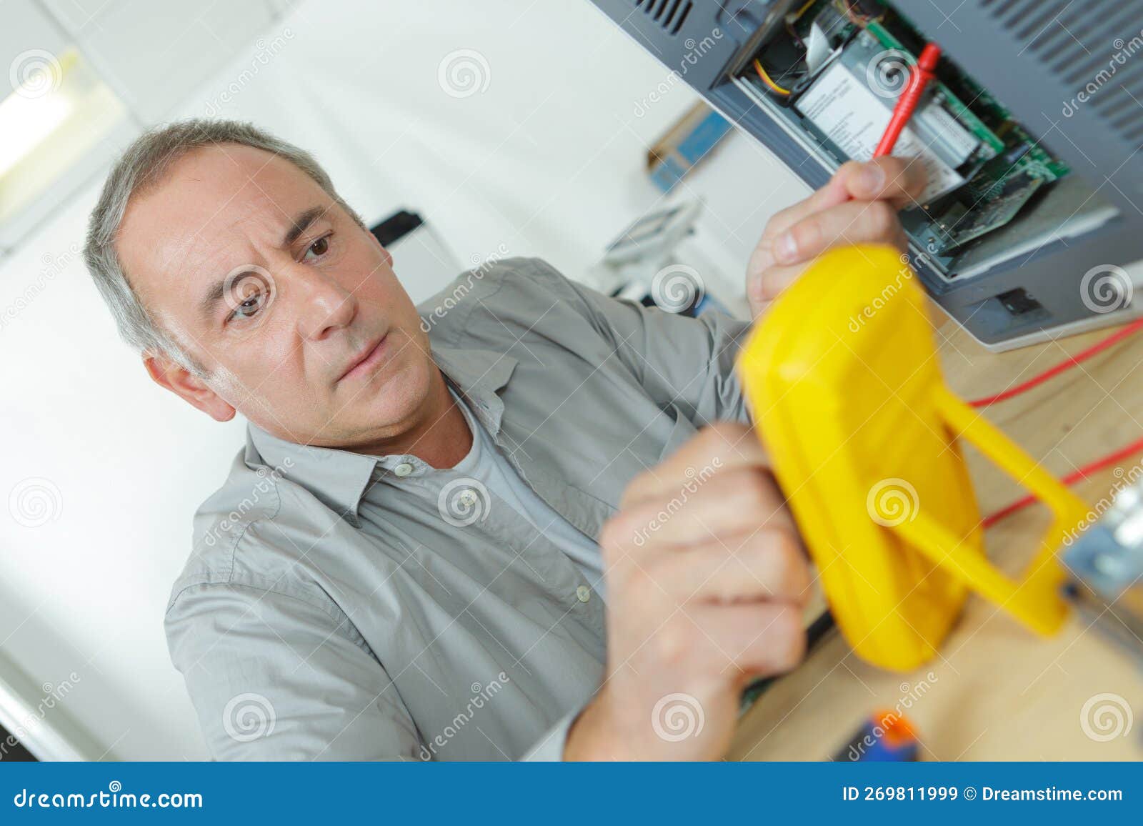 Portrait Electrician Checking Voltage Stock Image - Image of ...
