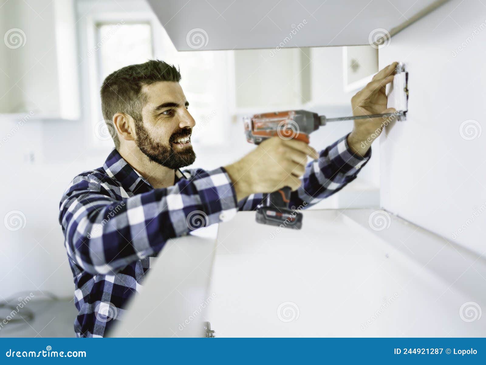 Portrait of an Electrician Happy Worker at Work Stock Image - Image of ...