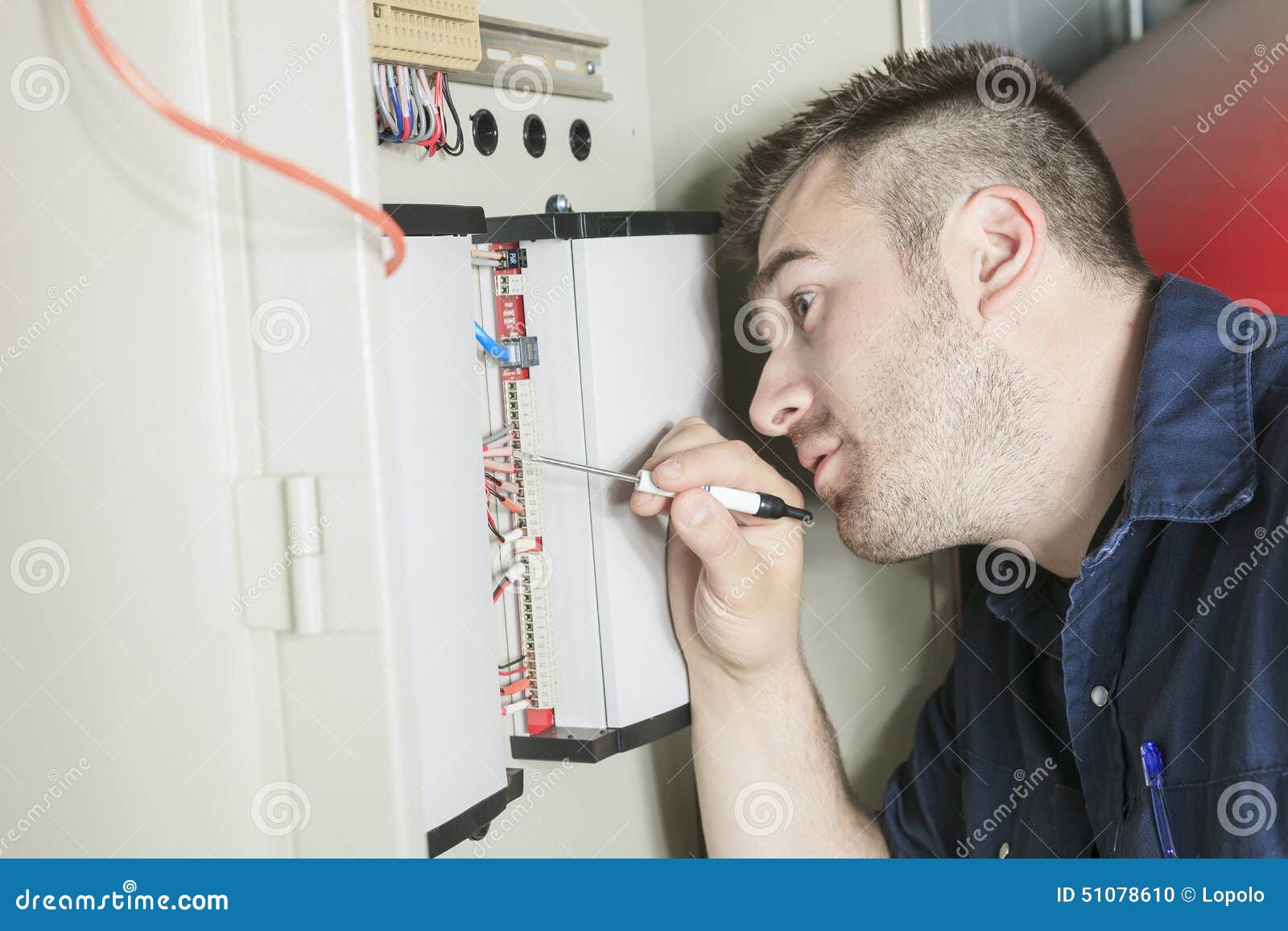 Portrait of an Electrician in a Room Stock Photo - Image of handyman ...