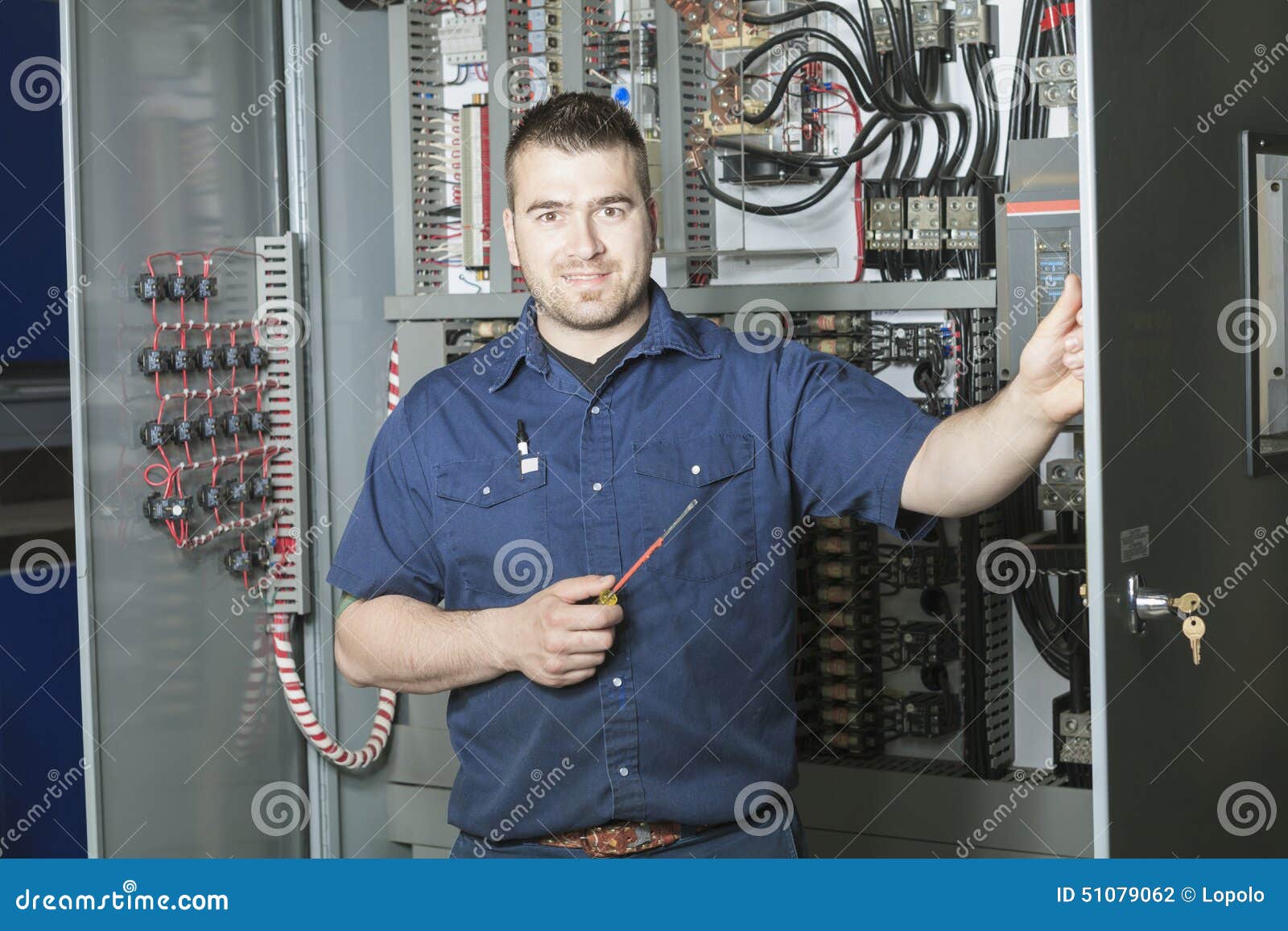 Portrait of an Electrician in a Room Stock Photo - Image of site ...