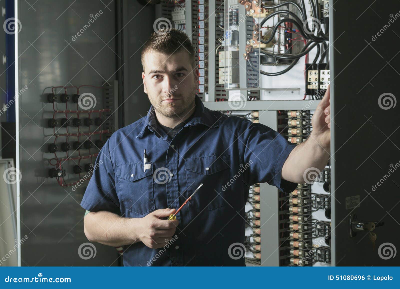Portrait of an Electrician in a Room Stock Photo - Image of electrical ...