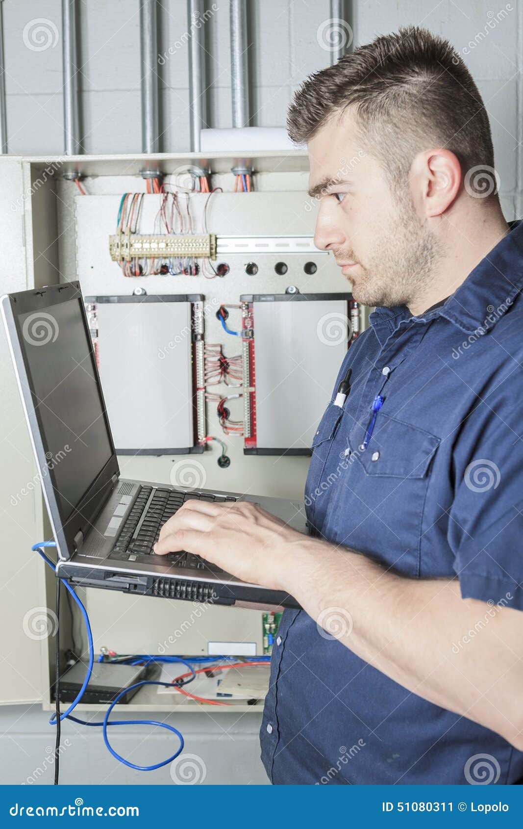 Portrait of an Electrician in a Room Stock Image - Image of person ...