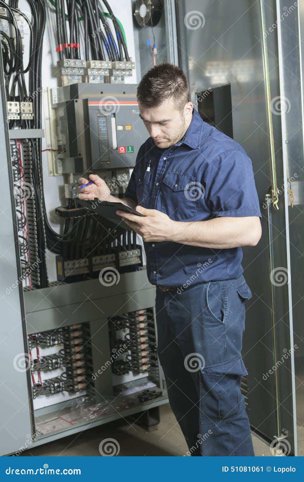 Portrait of an Electrician in a Room Stock Image - Image of electrical ...