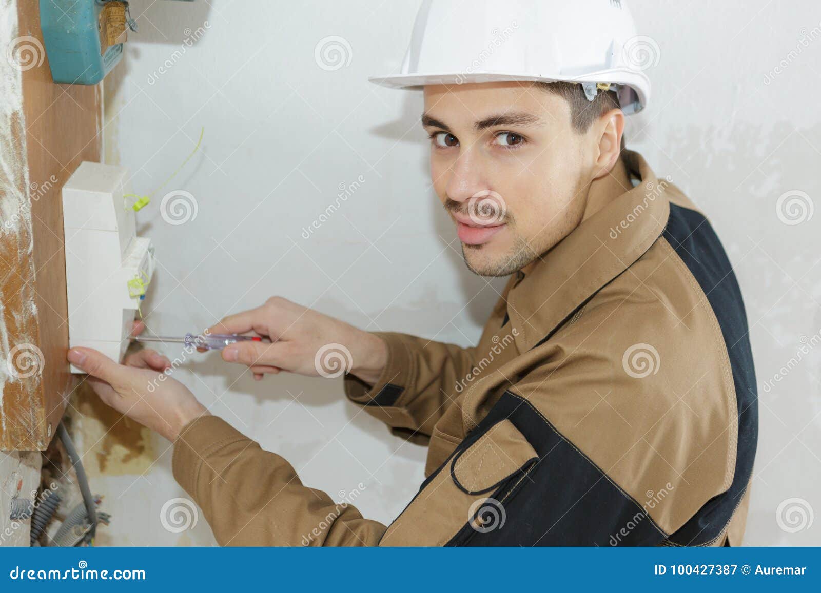 Portrait Of Electrician Wiring Stock Photography | CartoonDealer.com ...