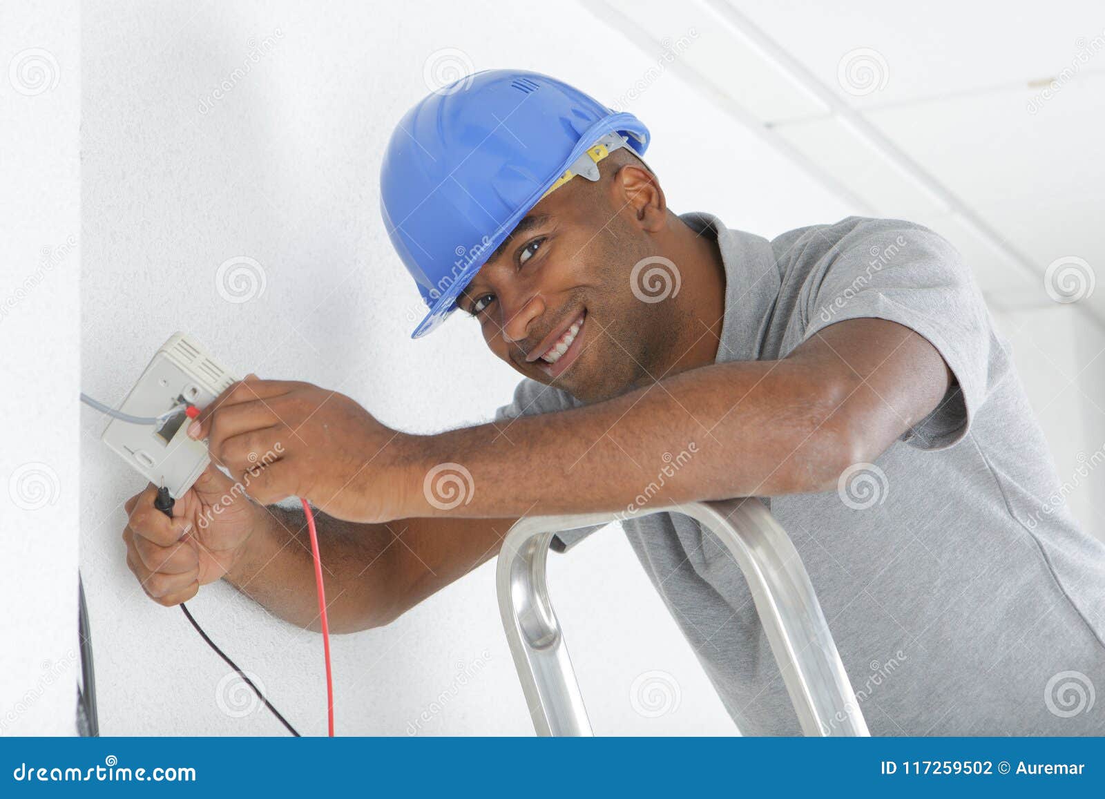 Portrait of Electrician Wiring Stock Photo - Image of outlet, site ...