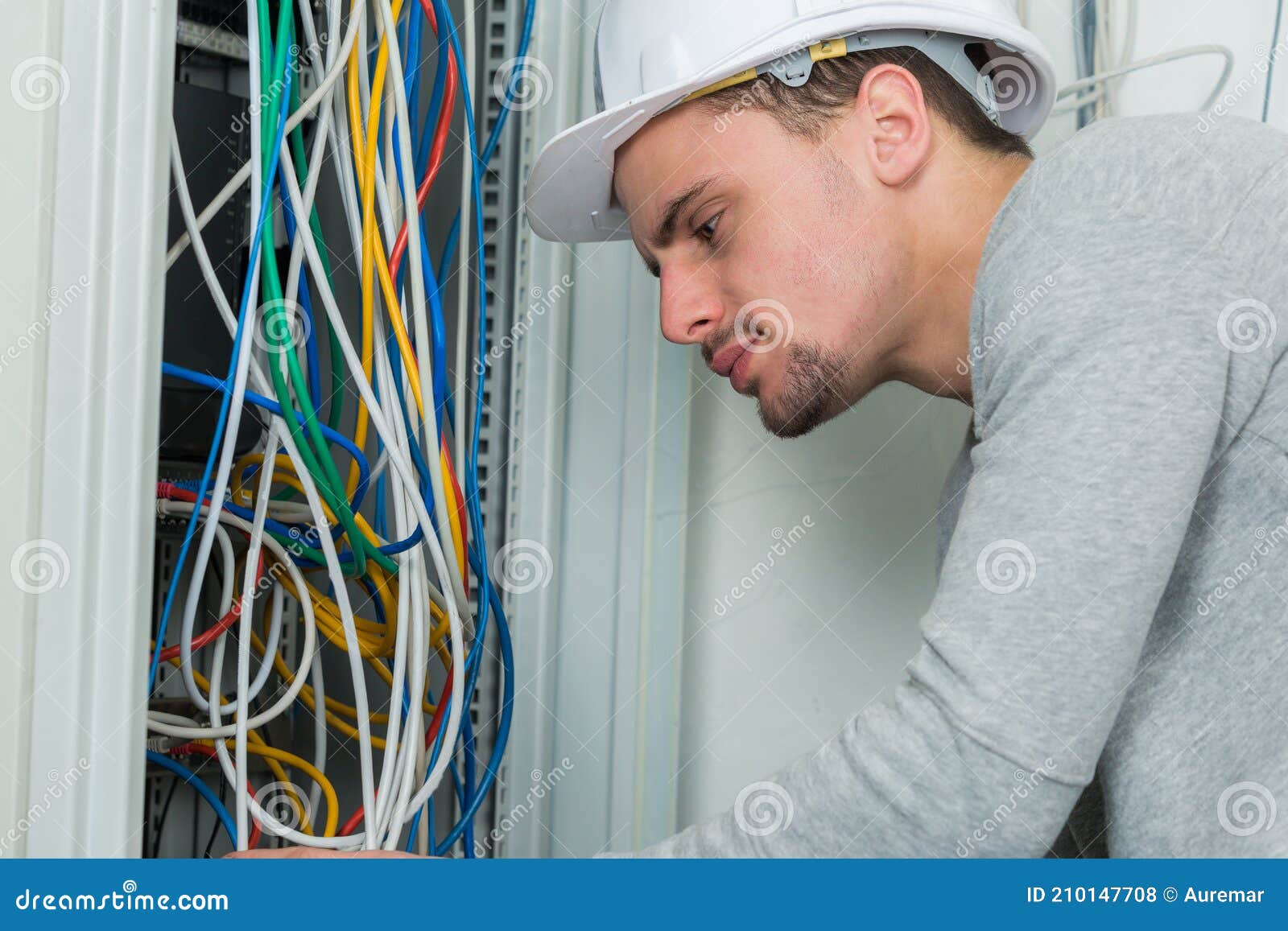 Portrait Electrician Wiring Stock Photo - Image of maintenance, safety ...