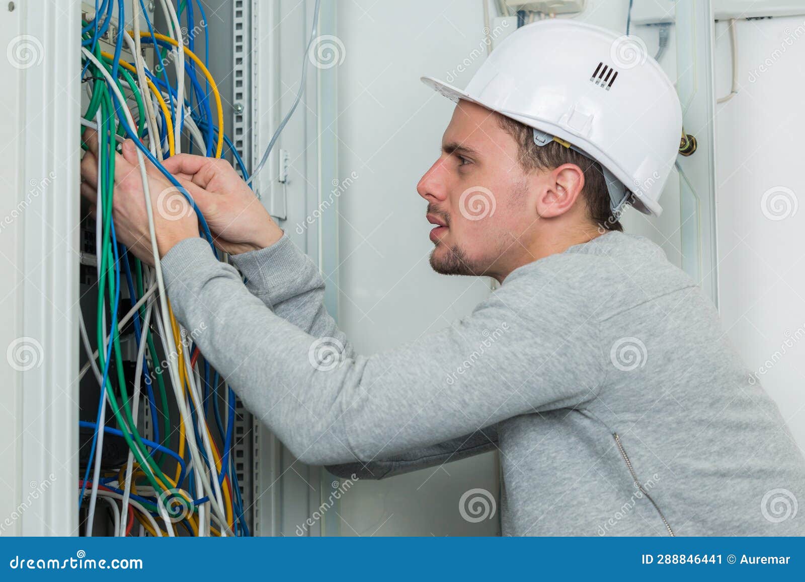 Portrait Electrician Wiring Stock Image - Image of wiring, wire: 288846441